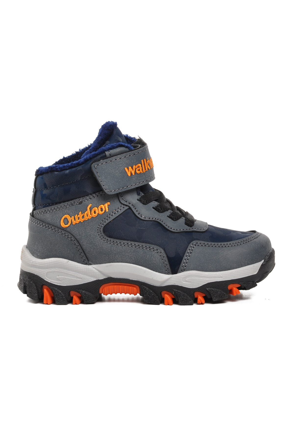 Navy Blue Velcro Kids Outdoor Boots Leo P